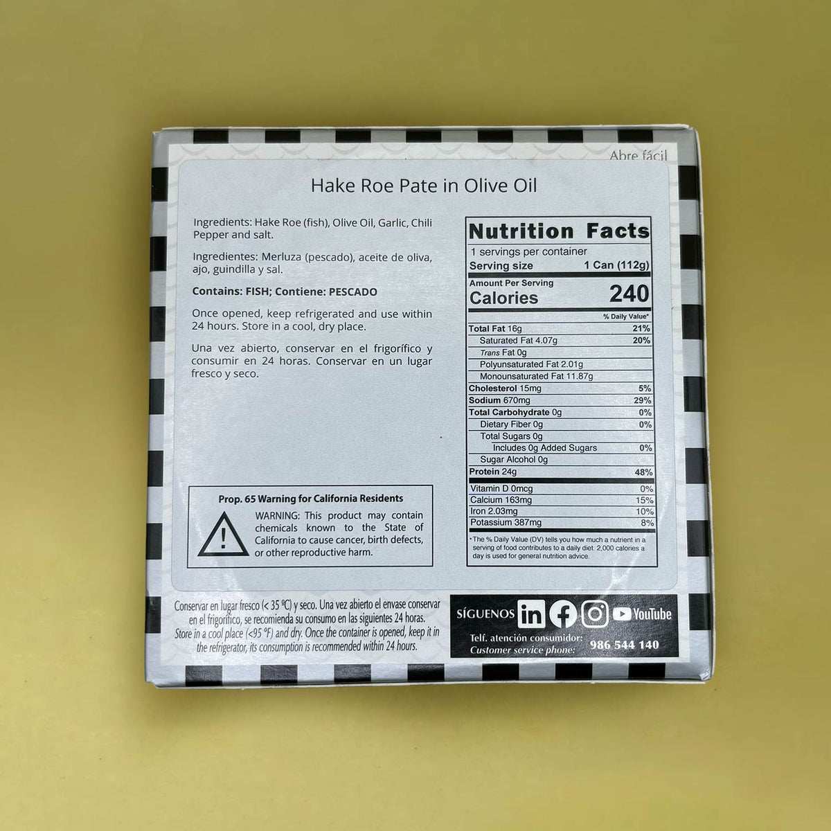 Real Conservera Española Hake Roe Pâté in Olive Oil (Spicy) – Lata